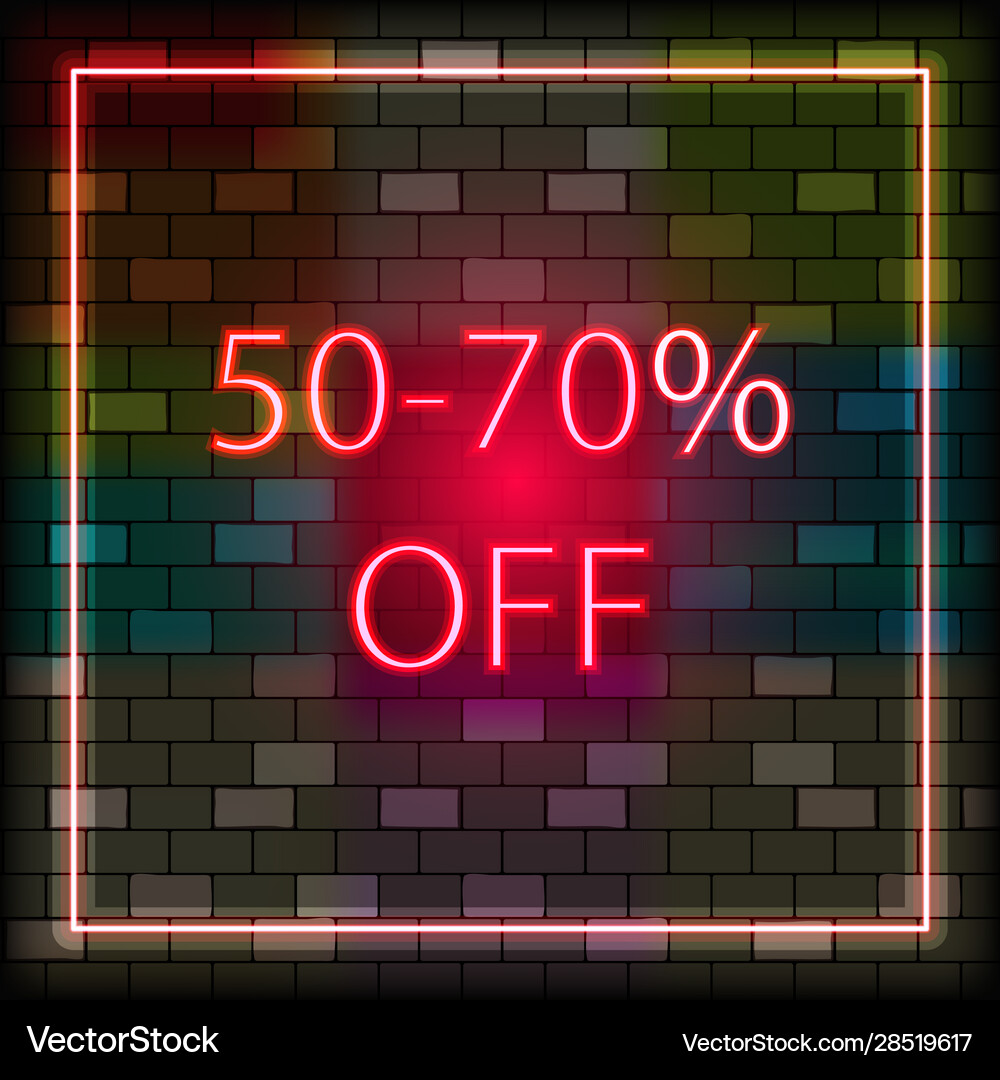 Vip neon icon discount sign Royalty Free Vector Image