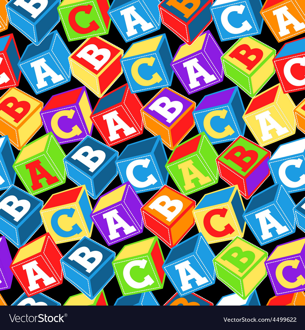 Abc blocks seamless pattern in lots of colors Vector Image