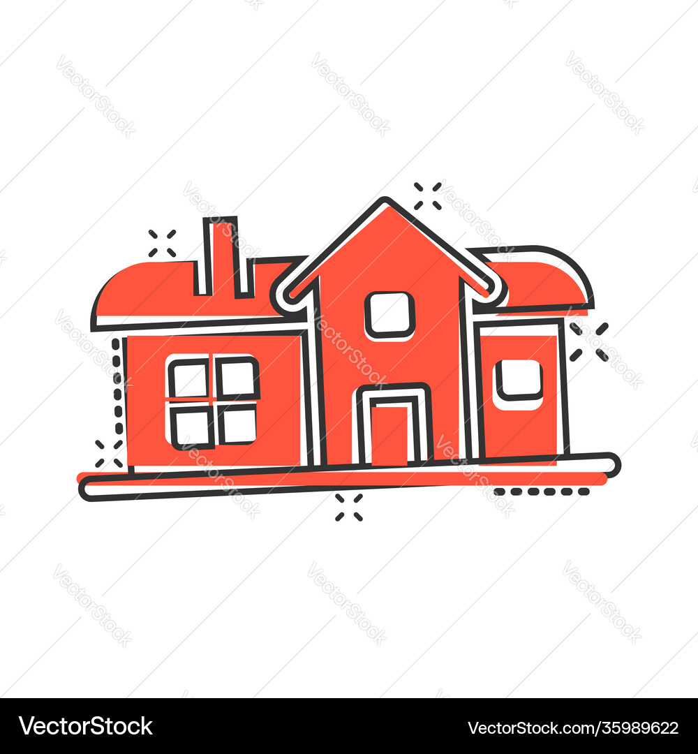 Building icon in comic style home cartoon Vector Image