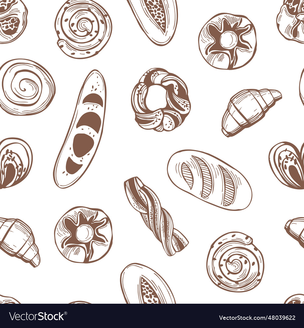Buns and bread pattern Royalty Free Vector Image