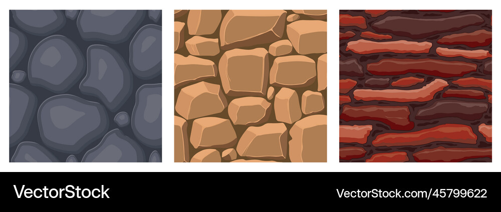 Cartoon game textures rocks dirt and ground Vector Image