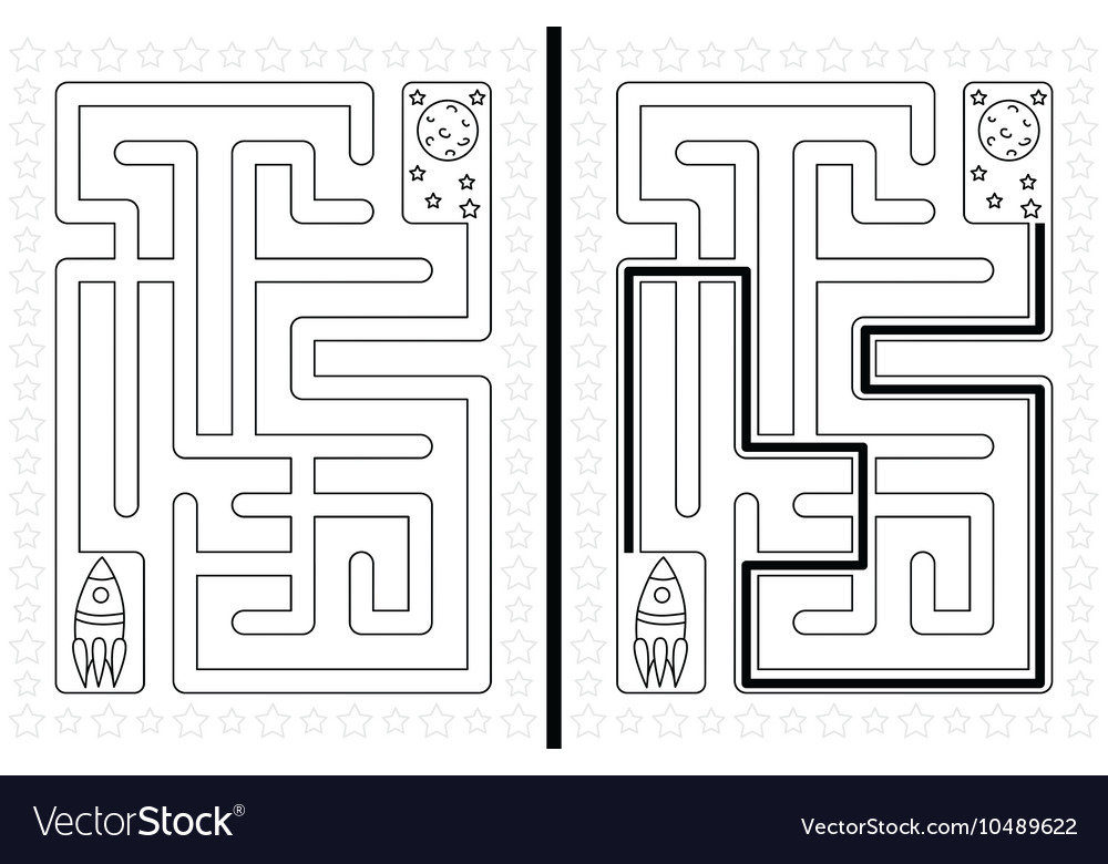 Easy rocket maze Royalty Free Vector Image - VectorStock