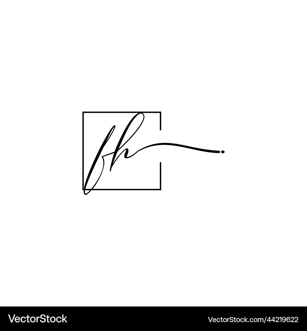 Fh signature square logo initial concept Vector Image
