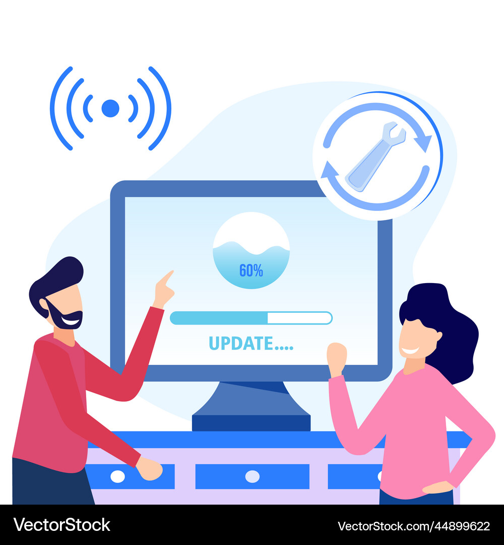 Graphic cartoon character of system update Vector Image