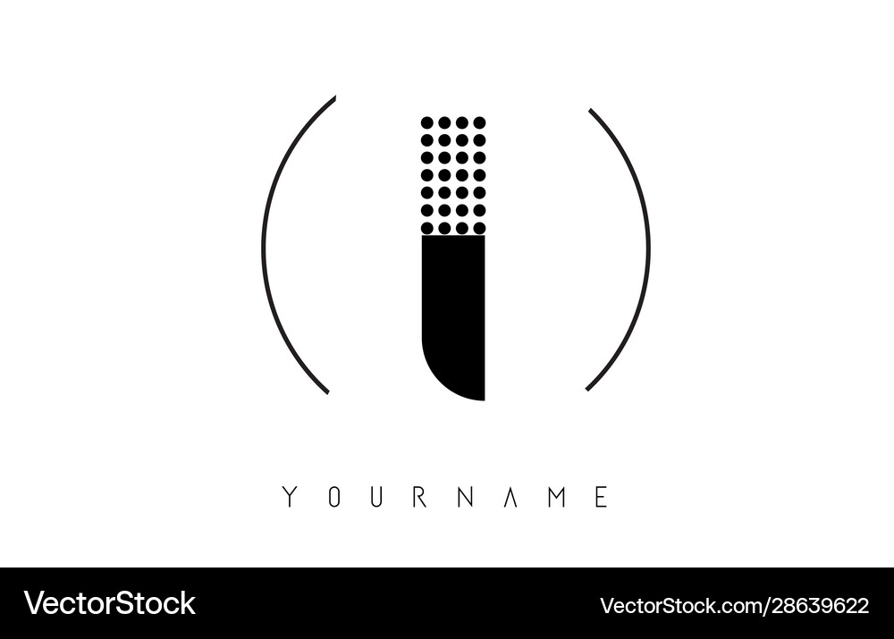 I black dotted letter logo with a circular Vector Image