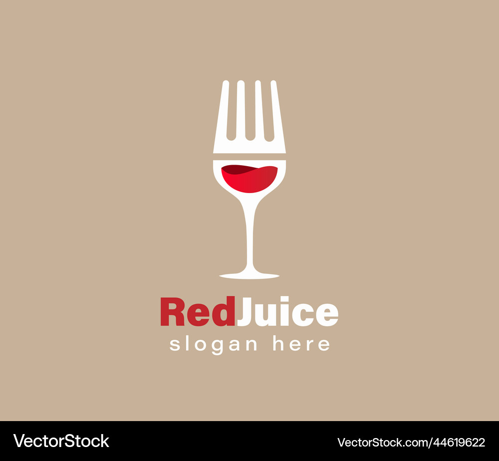 Red wine restaurant fork logo Royalty Free Vector Image