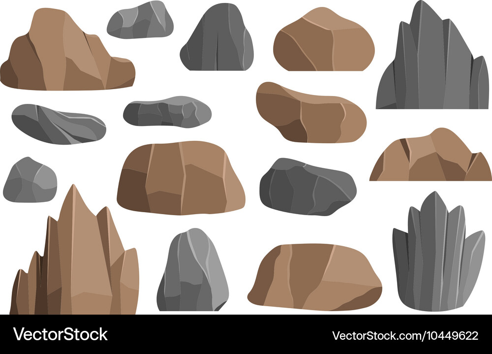Rocks and stones icons Royalty Free Vector Image