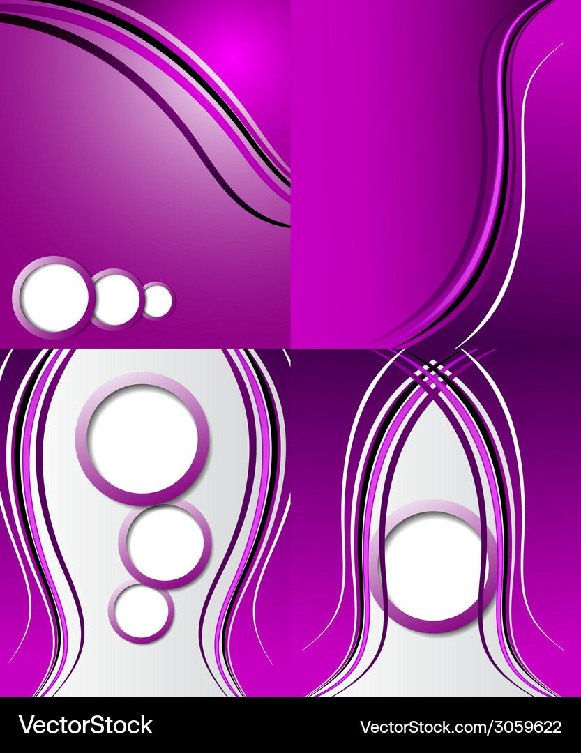 Set of abstract purple wavy background design Vector Image
