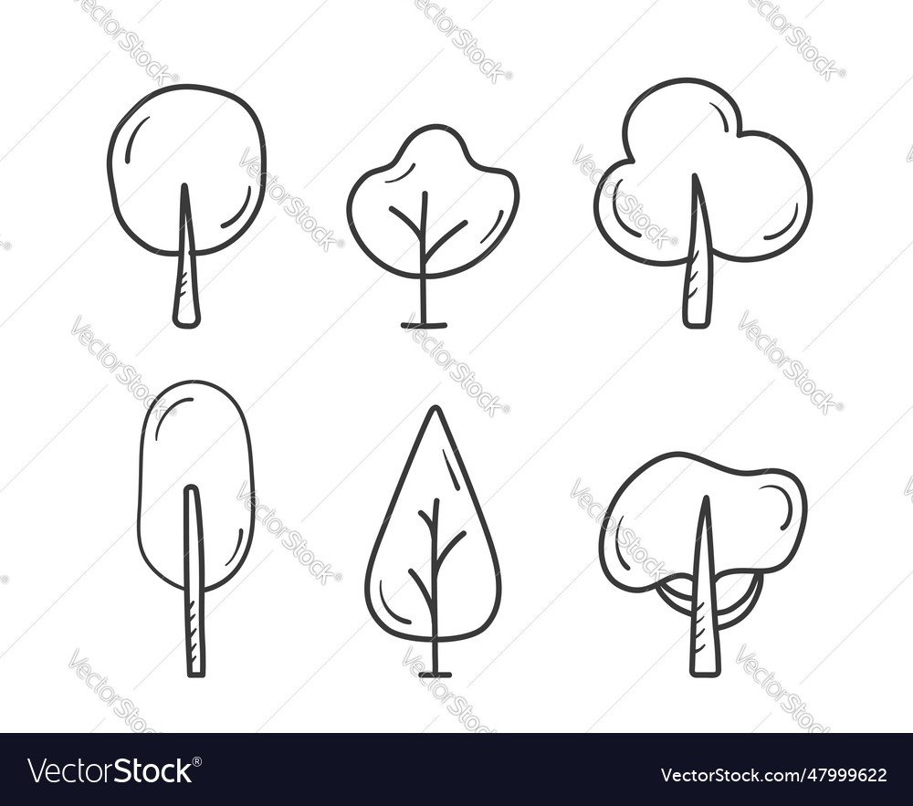 Trees doodles Royalty Free Vector Image - VectorStock