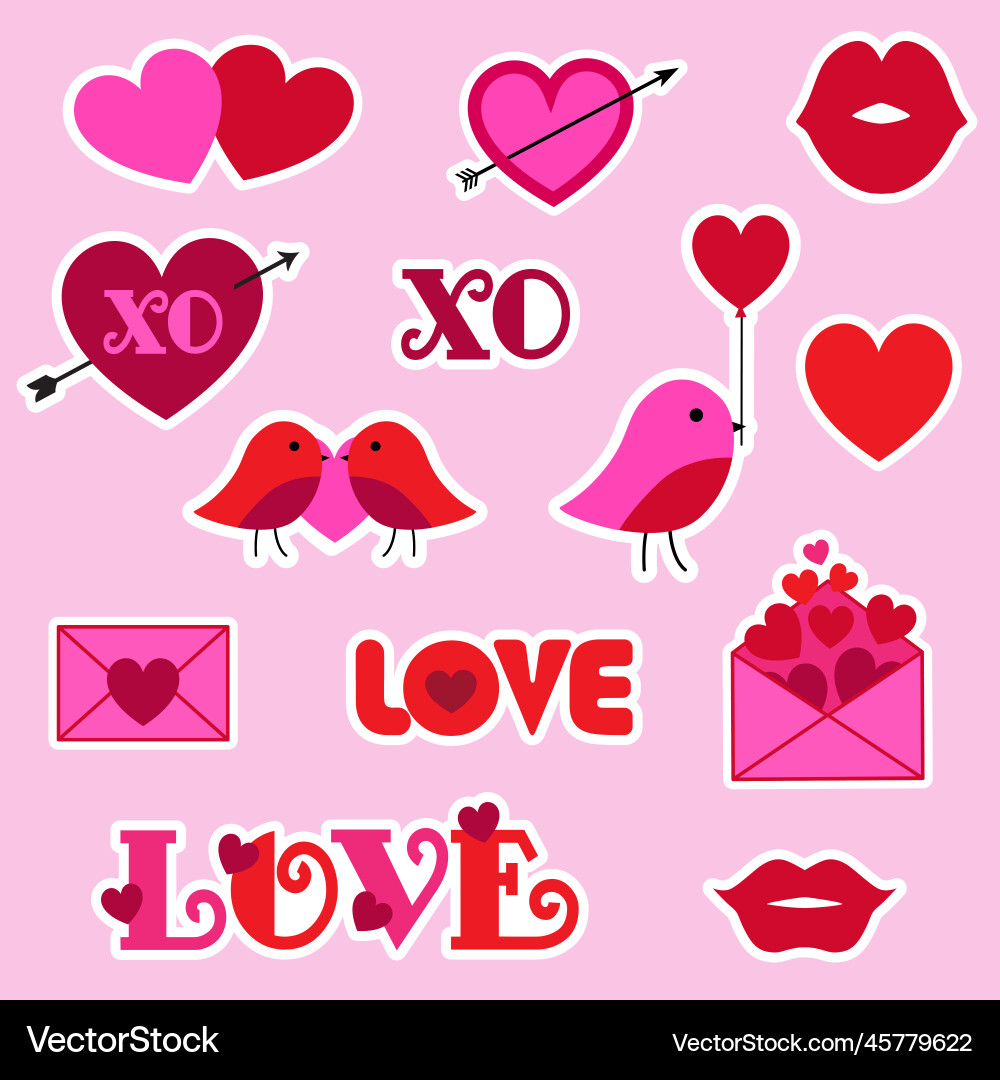 Valentines day sticker graphics Royalty Free Vector Image