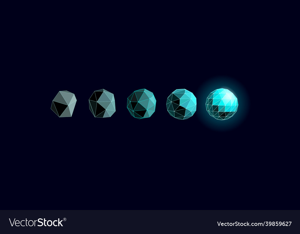 3d polygonal transformation shape development Vector Image