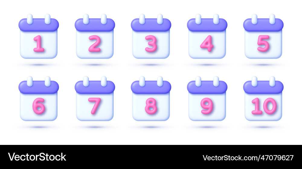Calendar 3d set great design for any purposes Vector Image