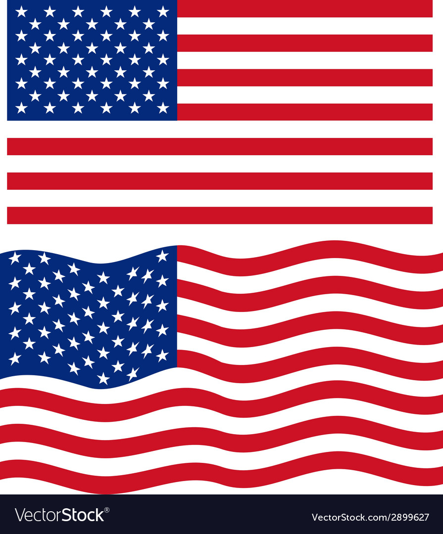 Flat and waving american flag Royalty Free Vector Image Flat and waving american flag Royalty Free Vector Image