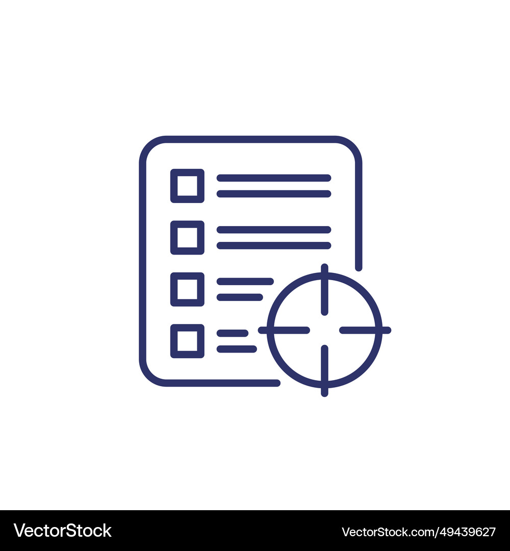 Goals line icon with a checklist Royalty Free Vector Image
