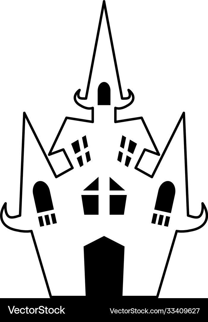 Halloween haunted dark castle line style icon Vector Image