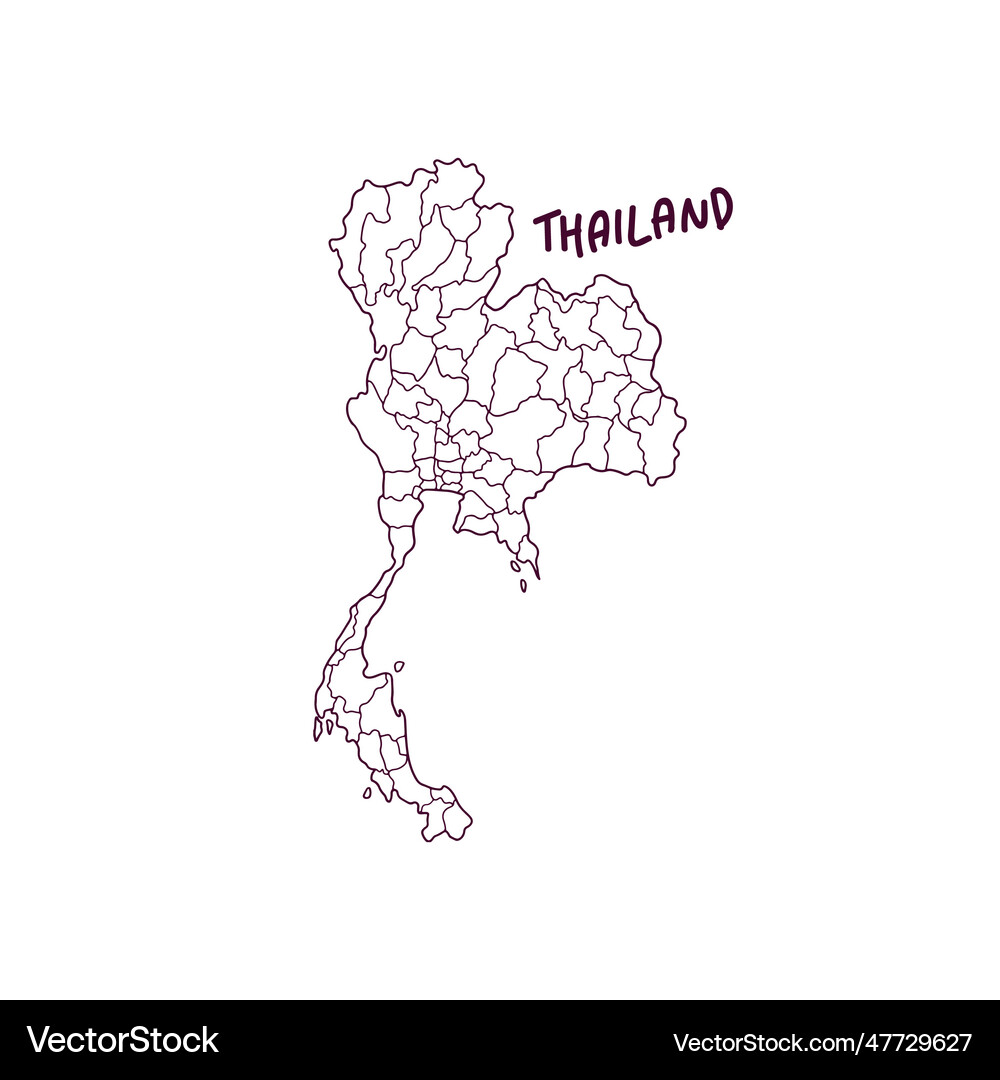 Hand drawn doodle map of thailand Royalty Free Vector Image