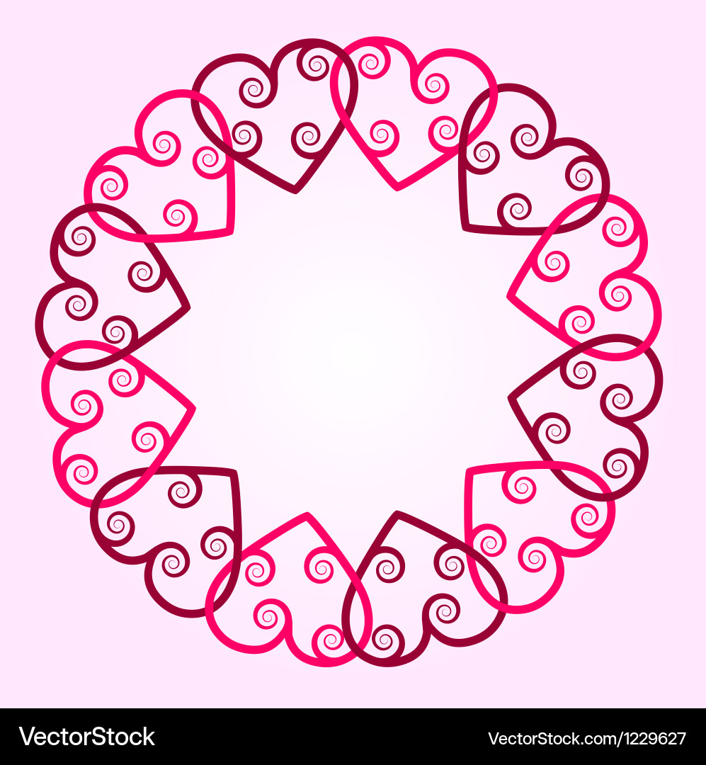 Heart with swirls round background Royalty Free Vector Image