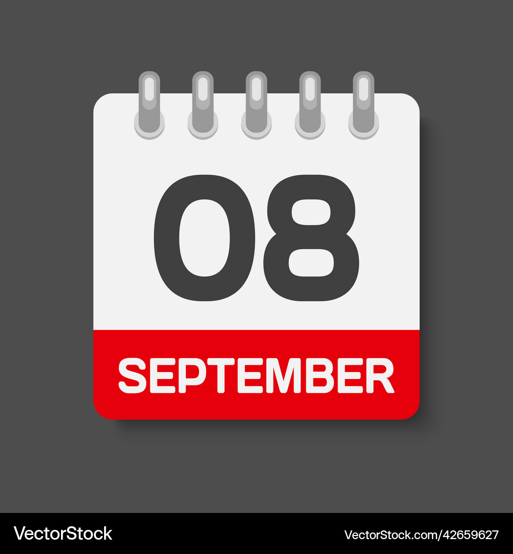 Icon day date 8 september template calendar page Vector Image