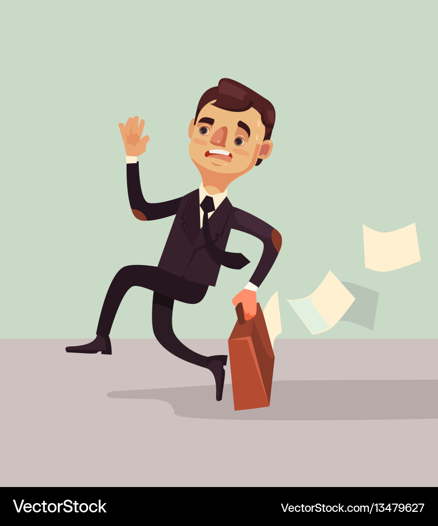 Office worker man character hurry and late Vector Image