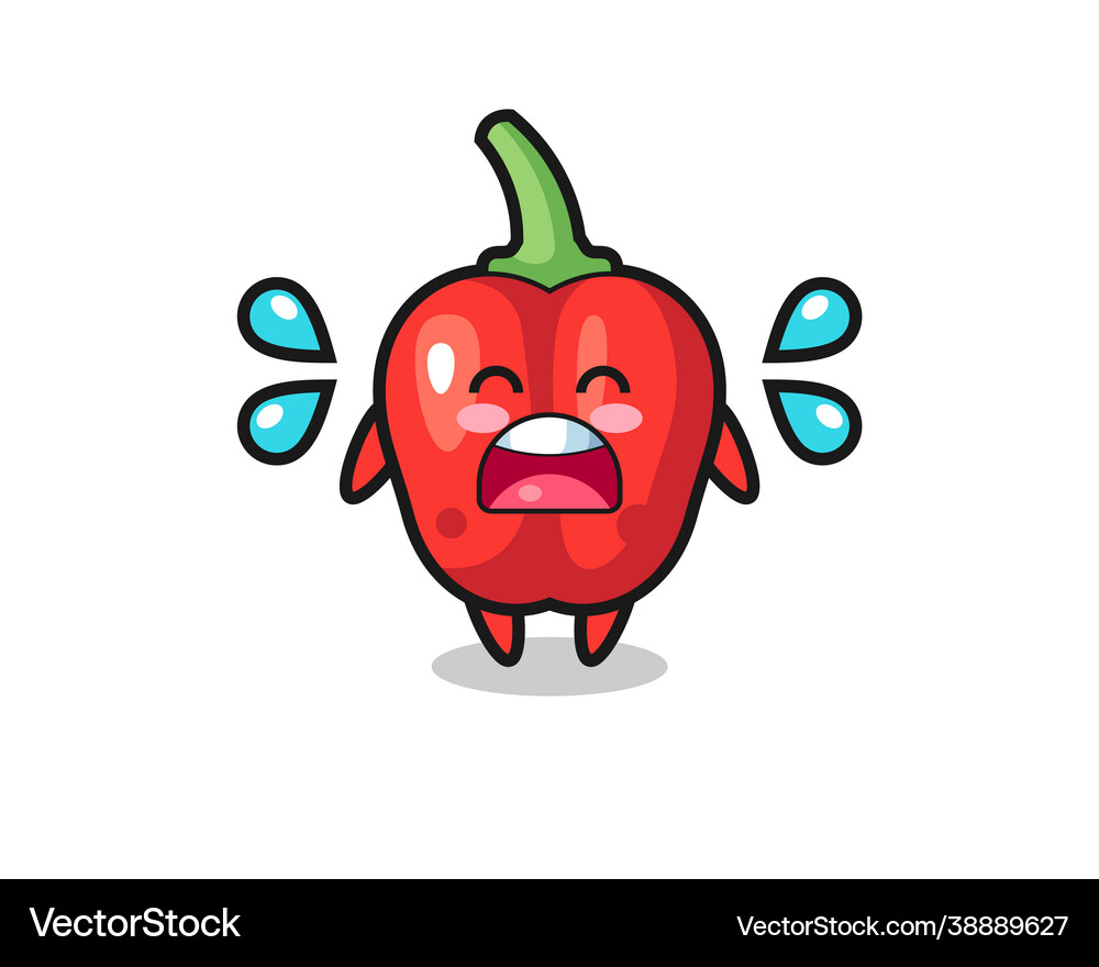 Red bell pepper cartoon with crying gesture Vector Image