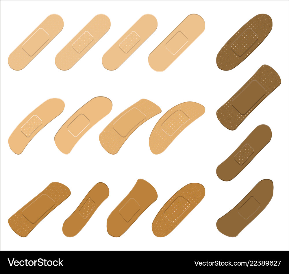 Set adhesive flexible fabric plaster medical Vector Image