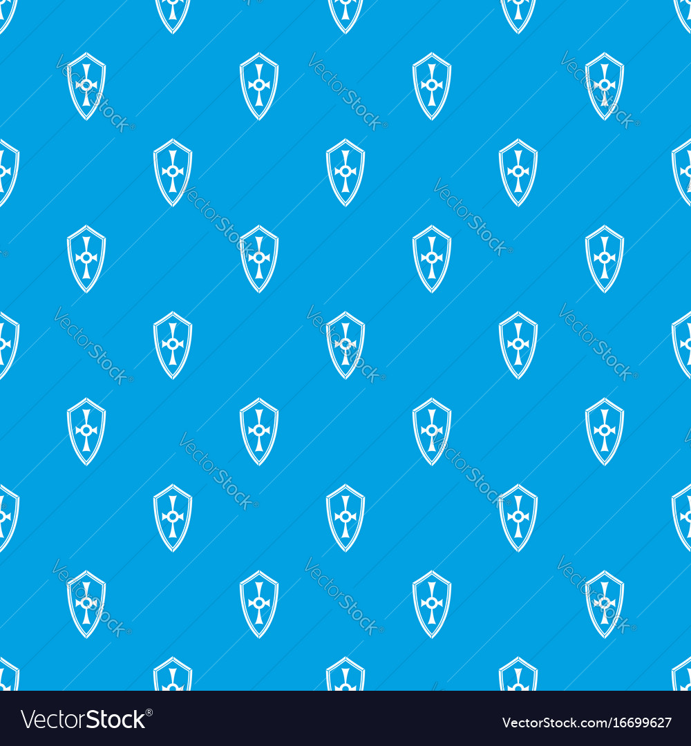 Shield pattern seamless blue Royalty Free Vector Image