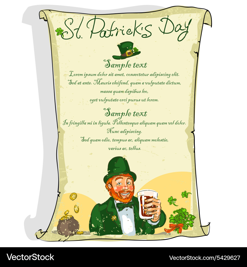 St patricks day poster with sample text Royalty Free Vector