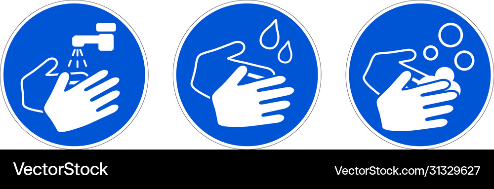 Wash your hands sign simple white drawing Vector Image