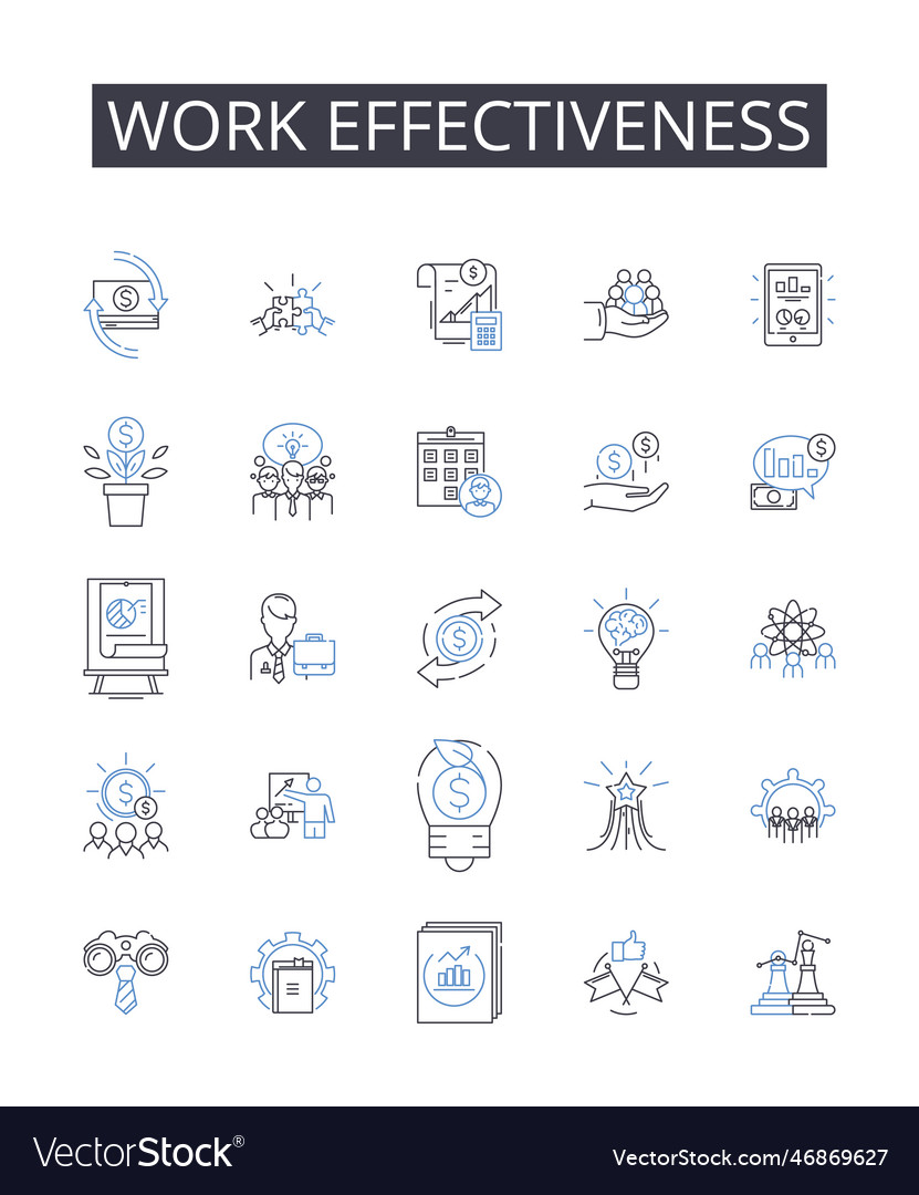 Work effectiveness line icons collection team Vector Image