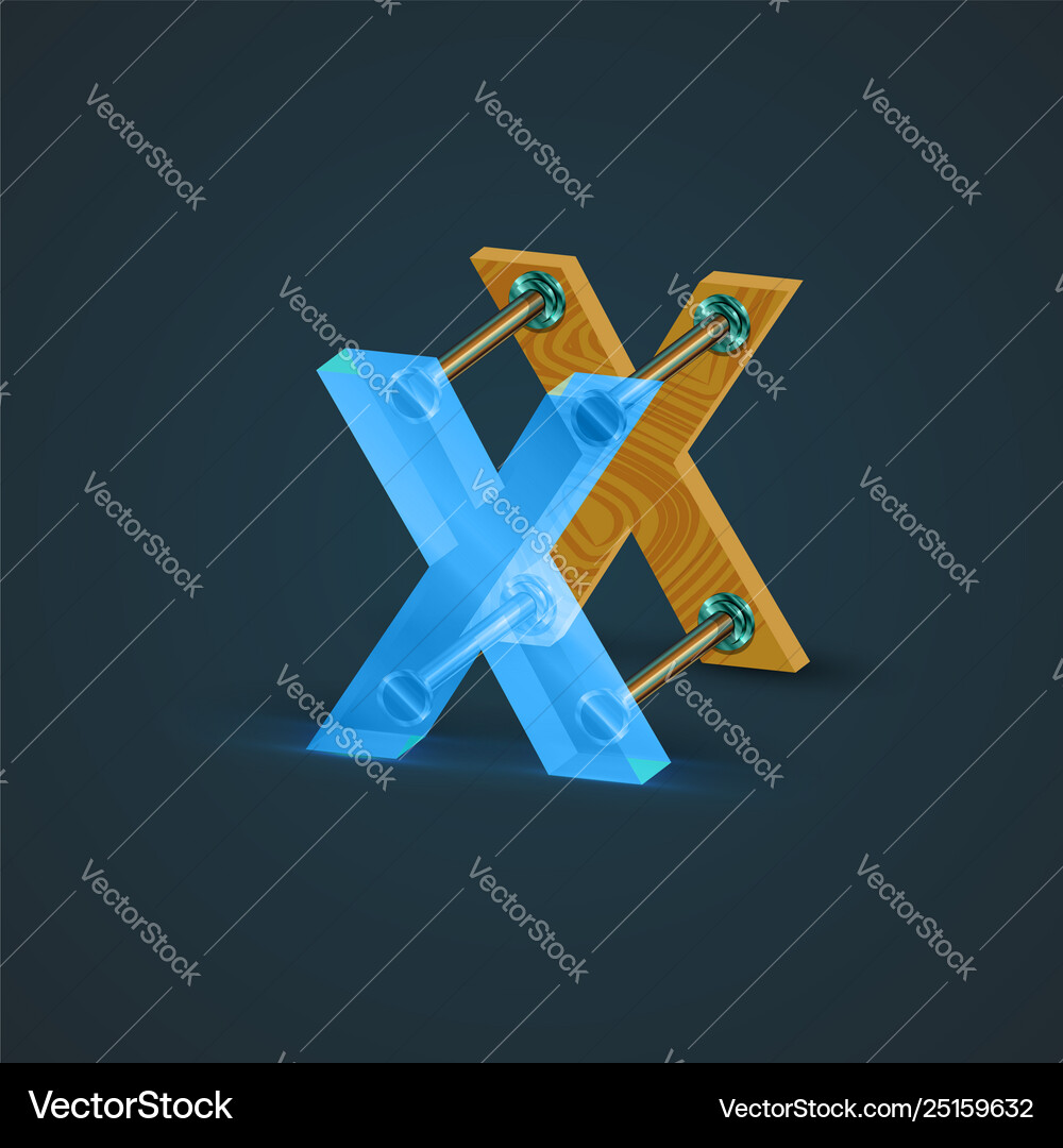 3d realistic glass and wood character Royalty Free Vector