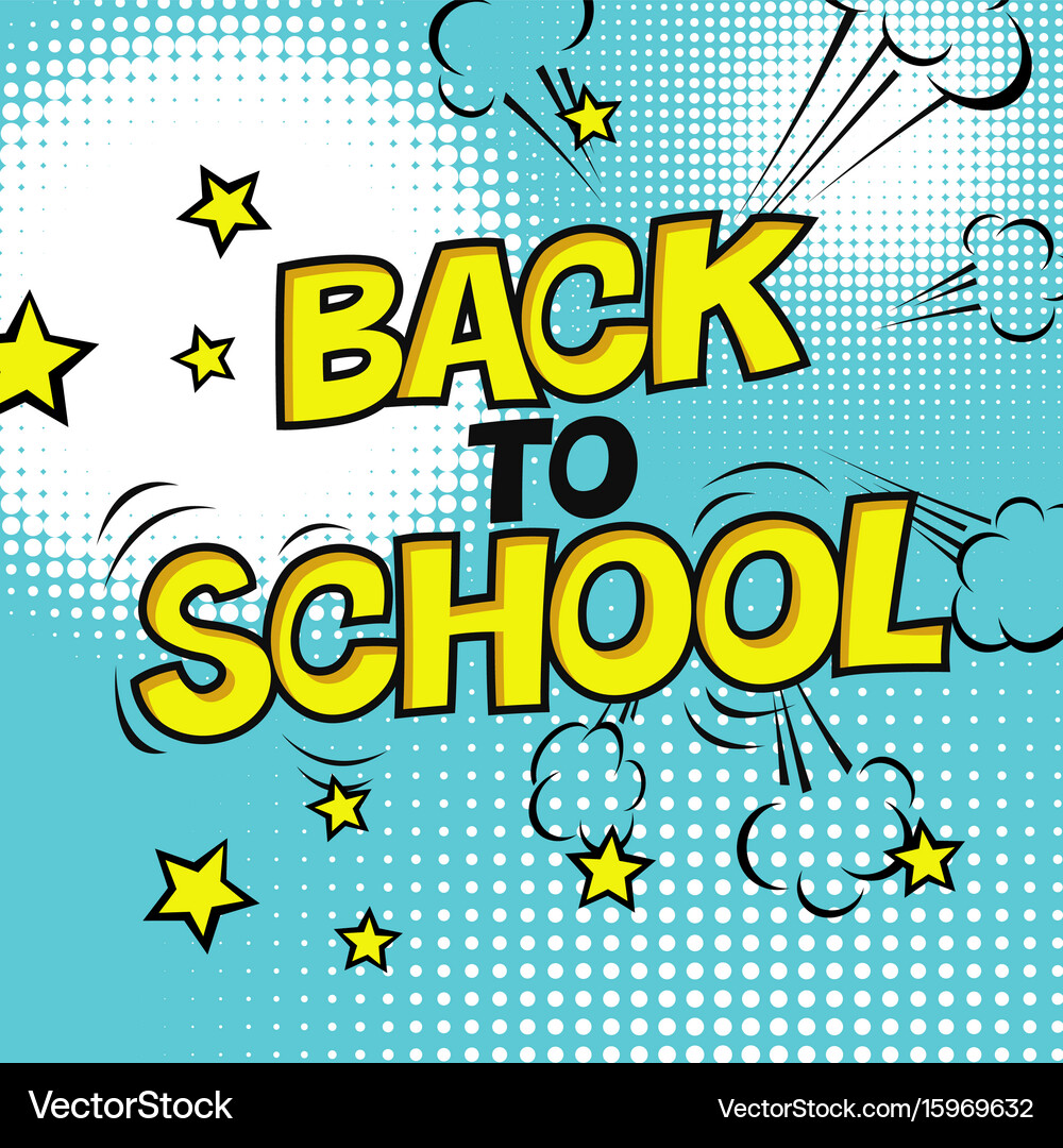 Back to school poster comic retro yellow alphabet Vector Image
