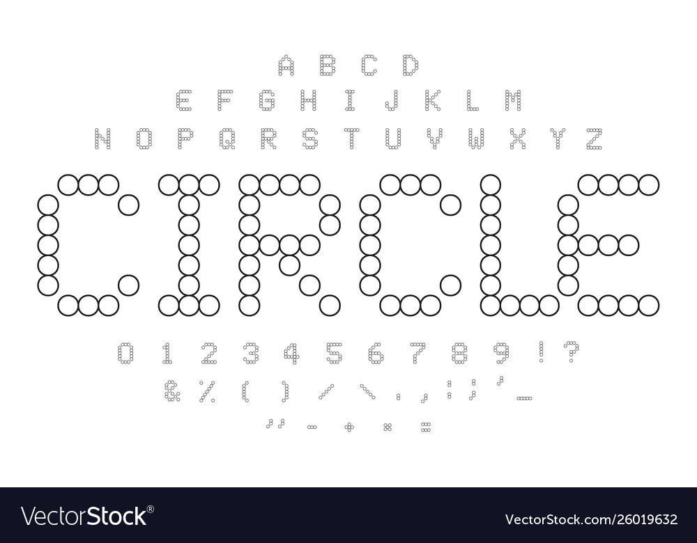 Circle contours alphabet black and white simple Vector Image