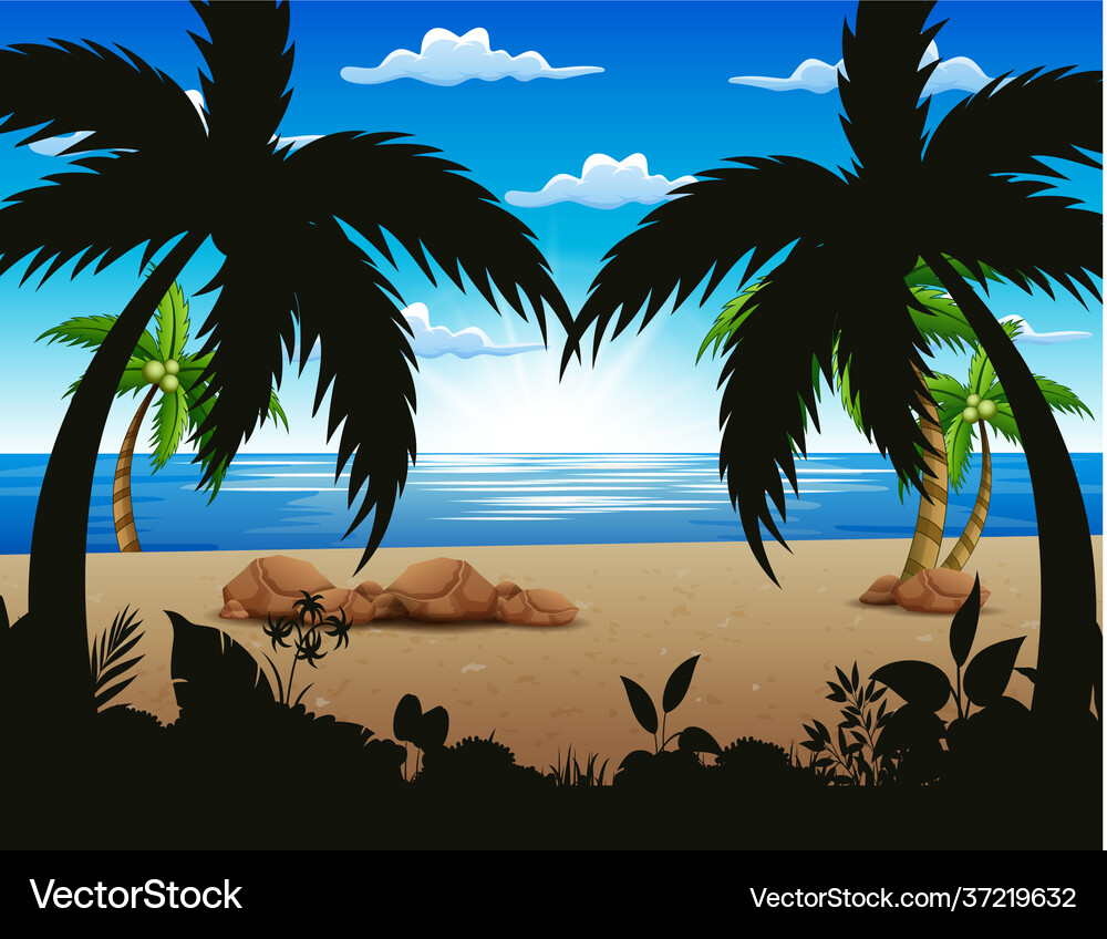 Coconut trees at morning Royalty Free Vector Image