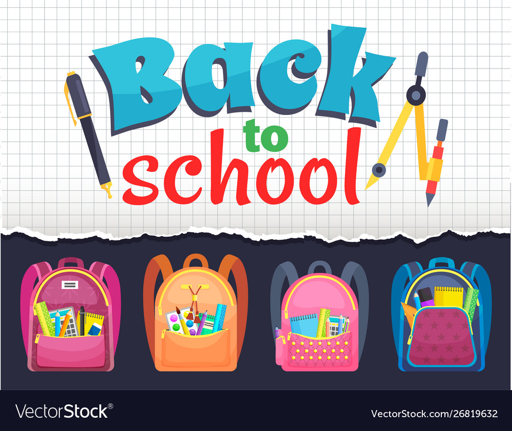 Colored school backpack back Royalty Free Vector Image