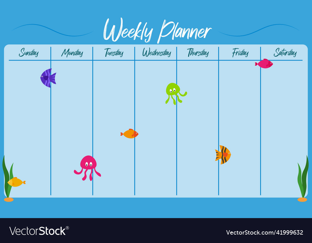 Cute weekly planner background Royalty Free Vector Image