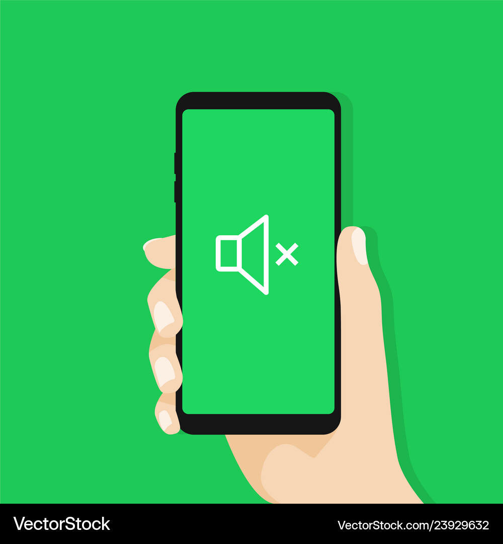 Hand holding smartphone sound off Royalty Free Vector Image