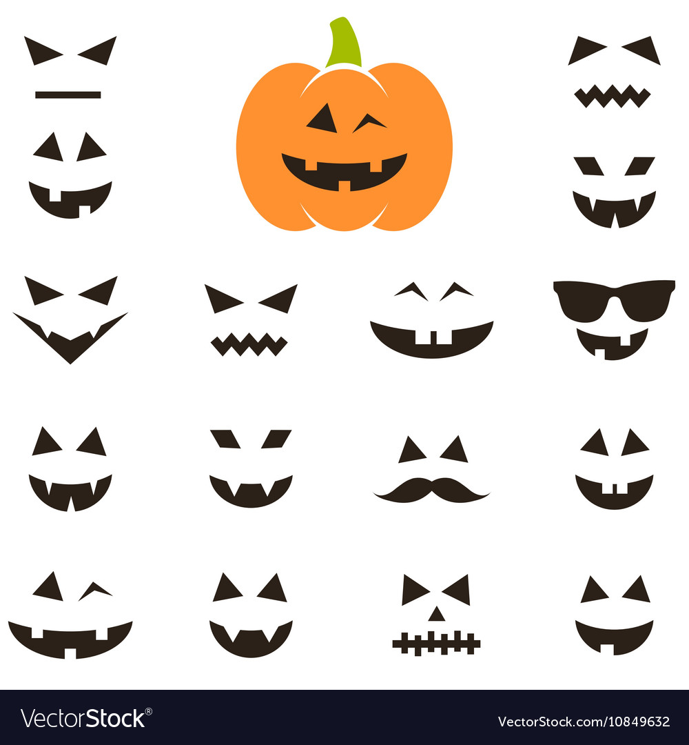 Set of faces for halloween pumpkin Royalty Free Vector Image