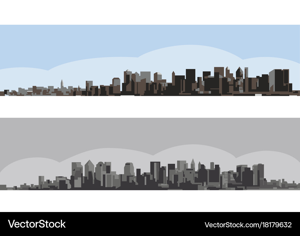 Two contours of a large city Royalty Free Vector Image