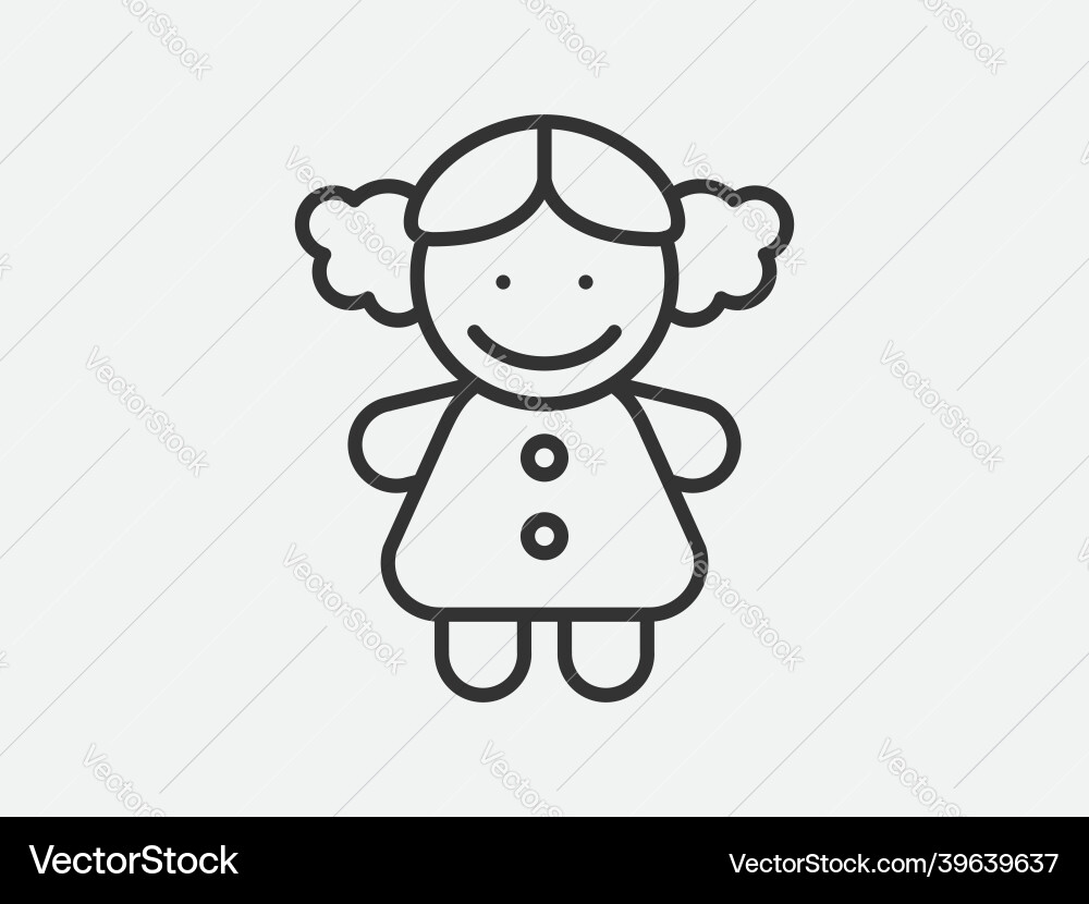 Doll toy icon on white background line style Vector Image