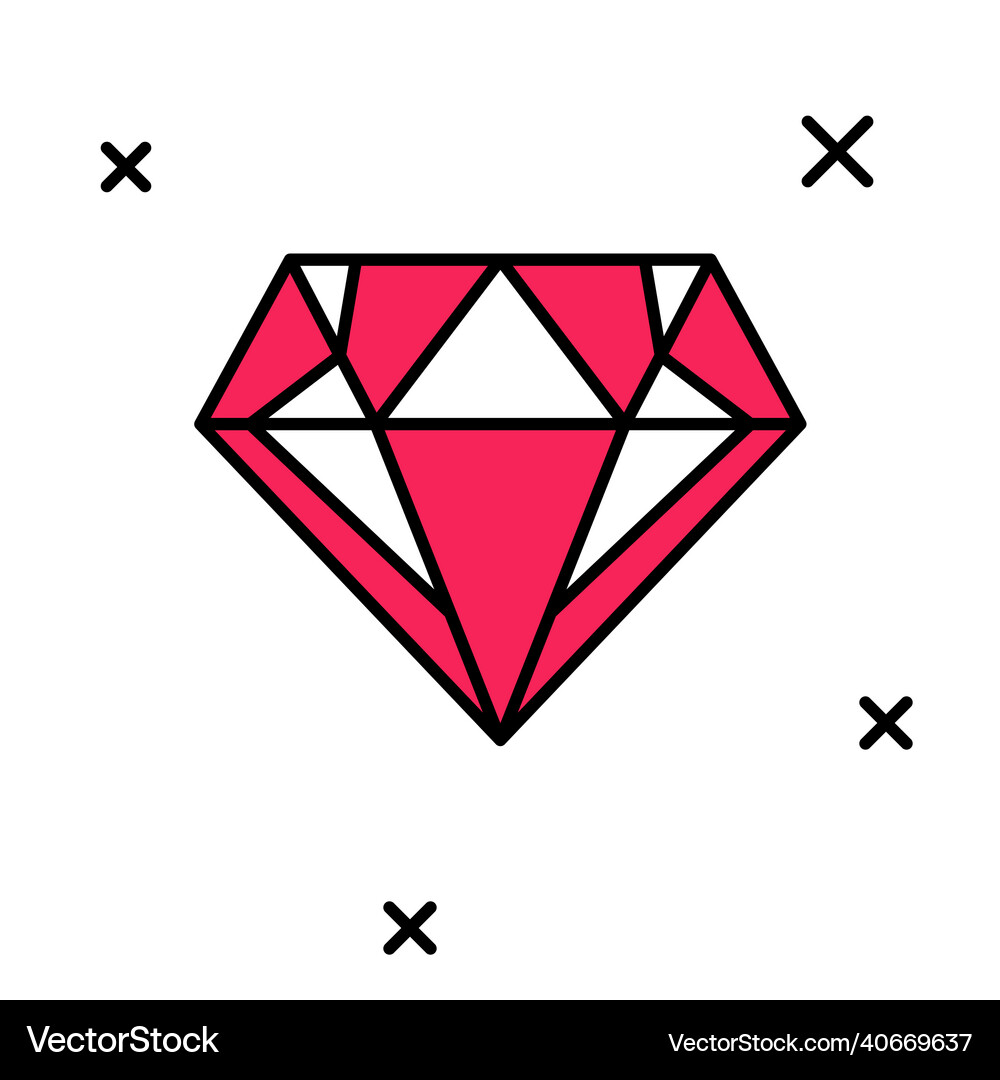 Filled outline diamond icon isolated on white Vector Image
