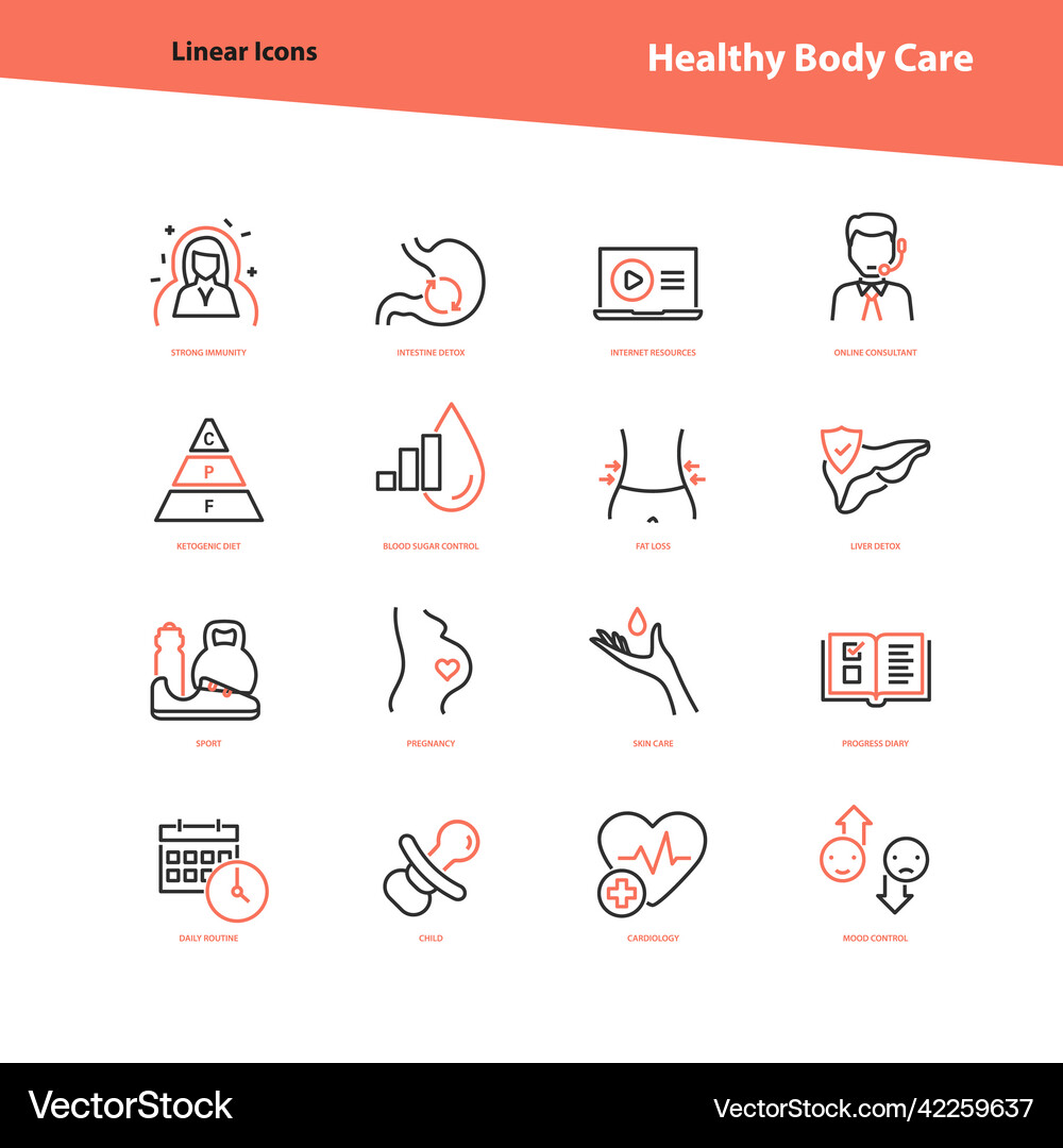 Healthcare linear icons collection Royalty Free Vector Image