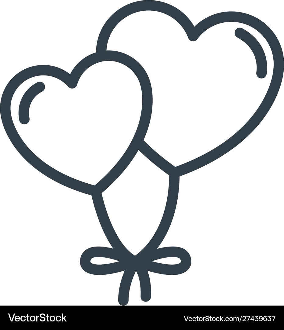 Heart shaped balloons icon line design Royalty Free Vector