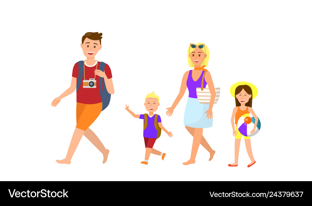 Holidaymakers color cartoon characters collection Vector Image