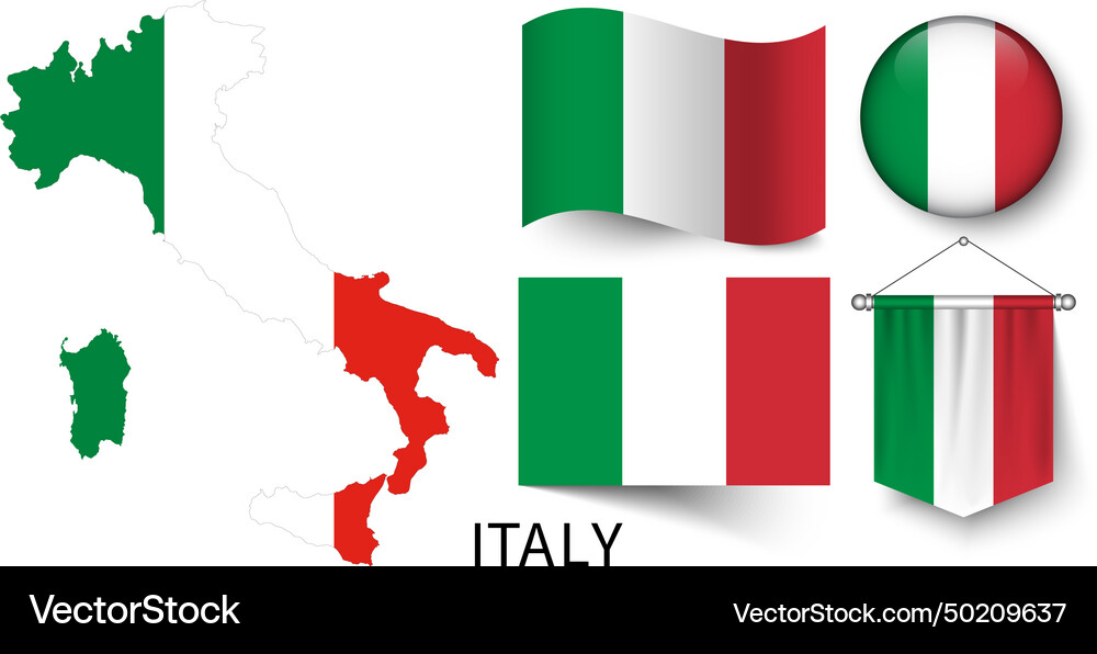 Map of italy and the various flags Royalty Free Vector Image