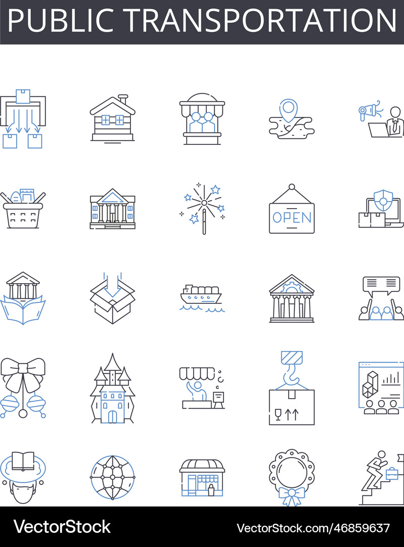 Public transportation line icons collection Vector Image