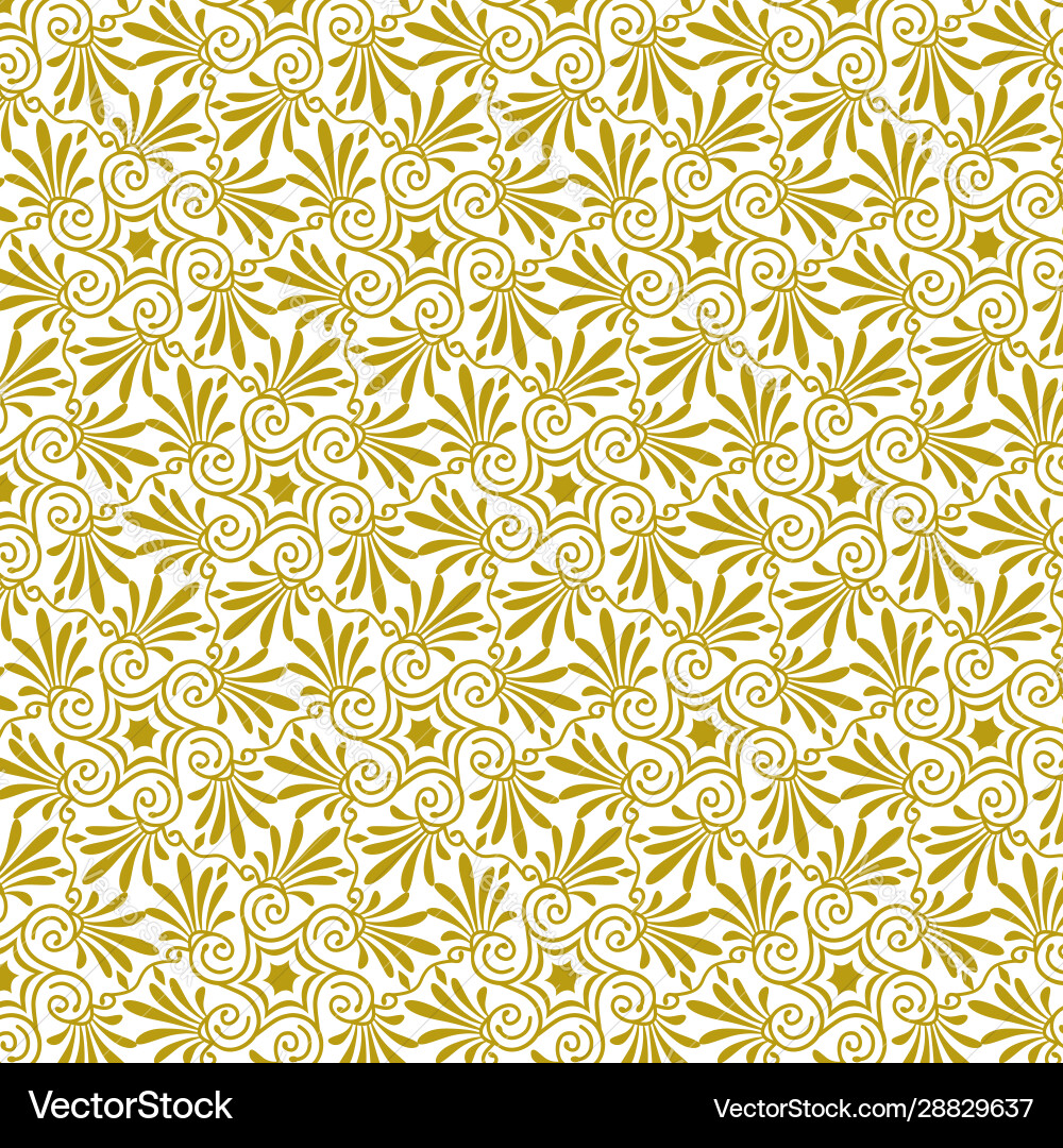 Seamless floral greek gold pattern on a white Vector Image
