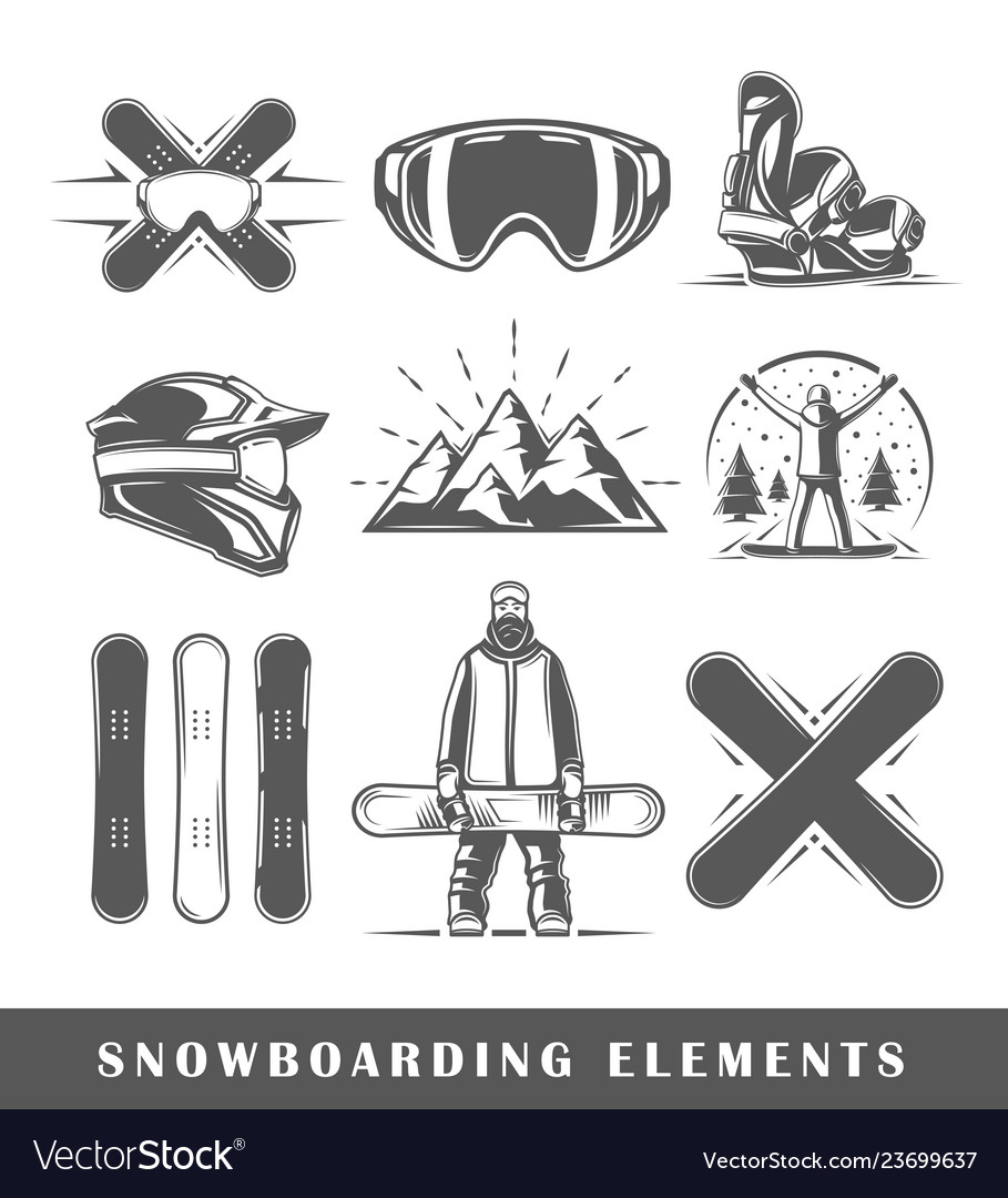 Set of vintage snowboarding labels Royalty Free Vector Image