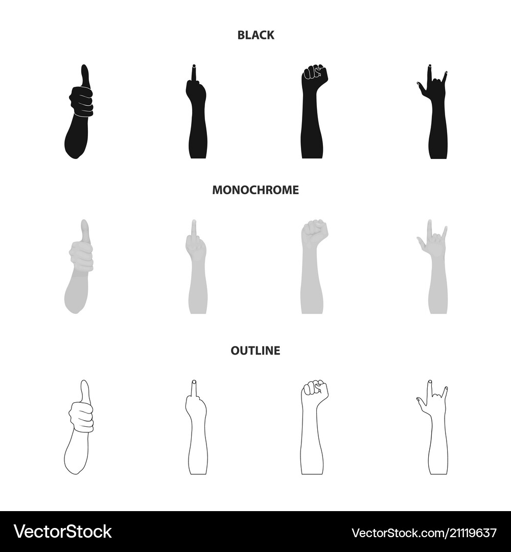 Sign language blackmonochromeoutline icons Vector Image