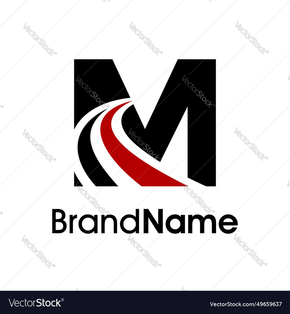 Simple initial m road logo Royalty Free Vector Image