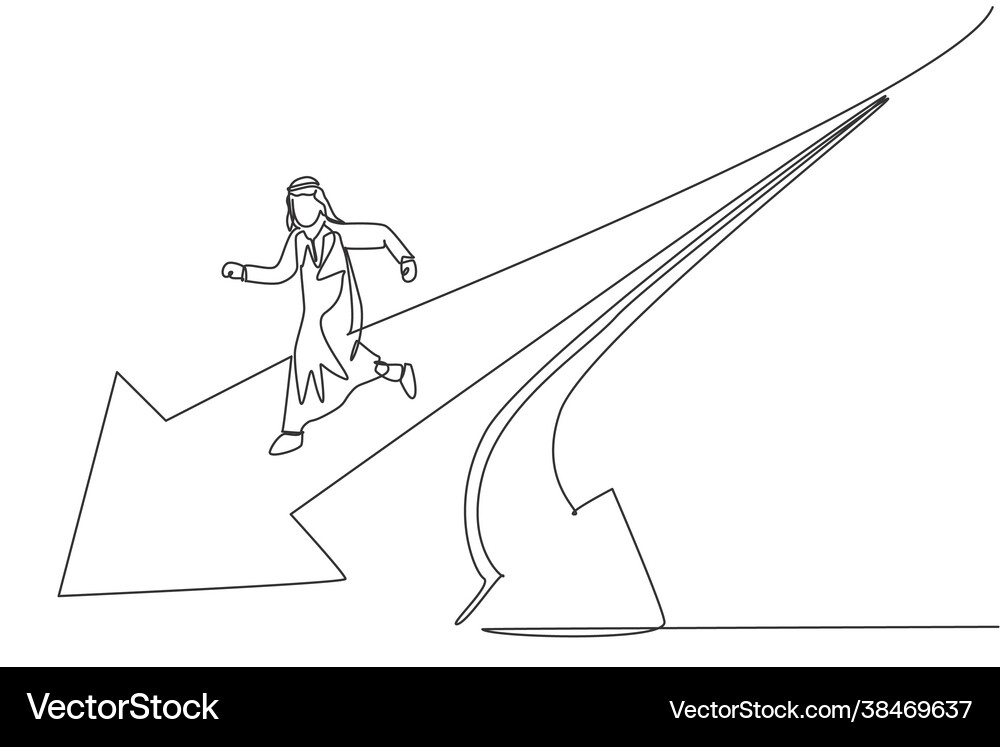 Single one line drawing young arabic male Vector Image